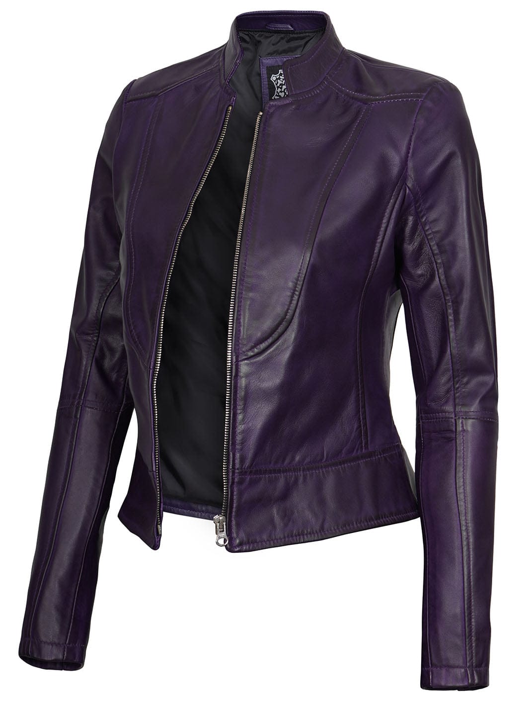 Fitted Purple Leather Jacket for Women – Decrum