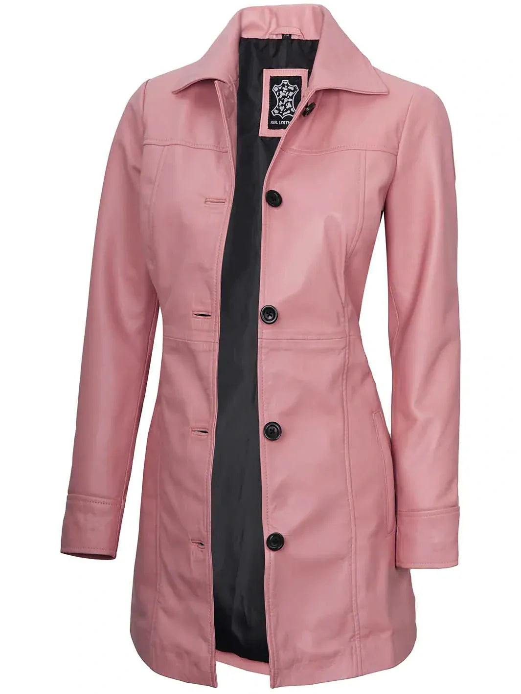 Women Pink Leather Coat – Decrum