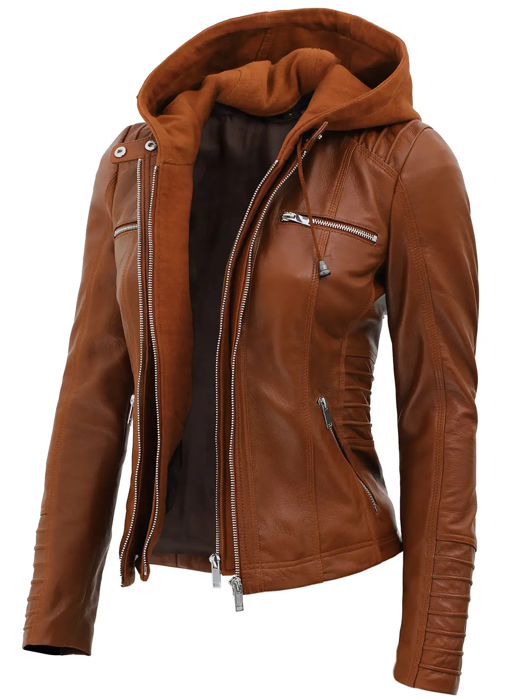 Women's Cafe Racer Jacket with Removable Hood – Decrum