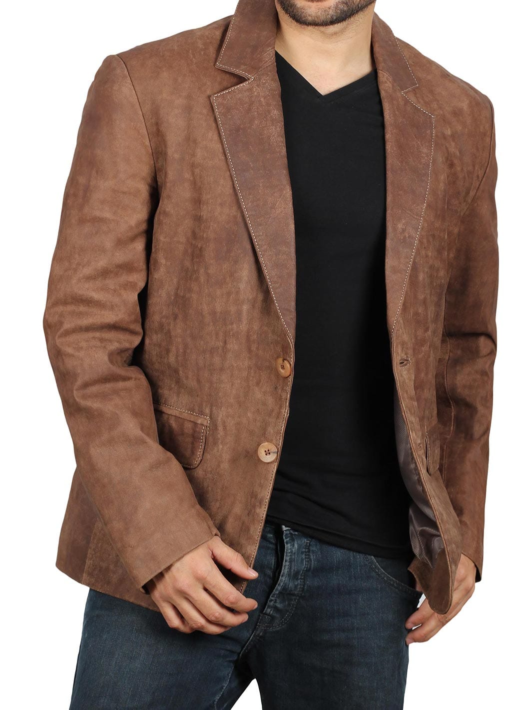 Brown Lambskin Leather Blazer for Men – Decrum
