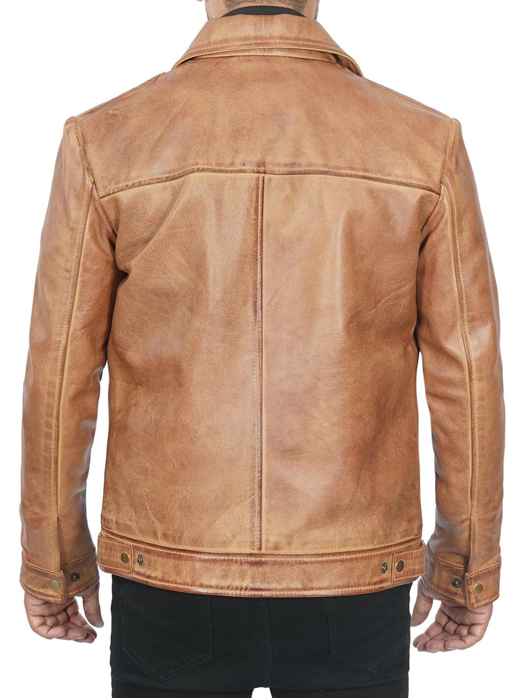 Mens Waxed Camel Motorcycle Leather Jacket – Decrum