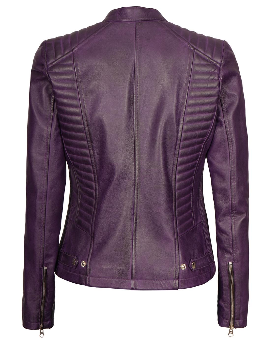 Women's Biker Purple Leather Jacket | Edgy and Stylish – Decrum