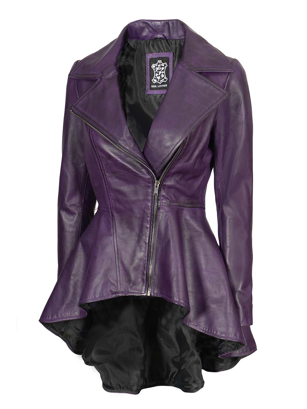 Womens Purple Asymmetrical Peplum Jacket – Decrum