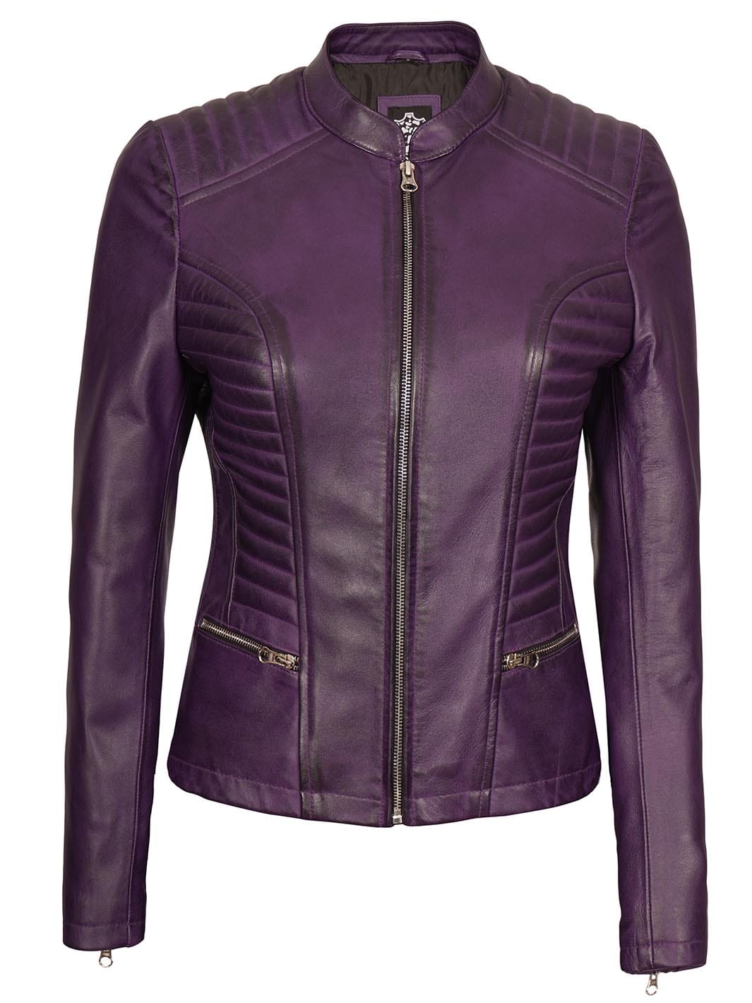 Women's Biker Purple Leather Jacket | Edgy and Stylish – Decrum
